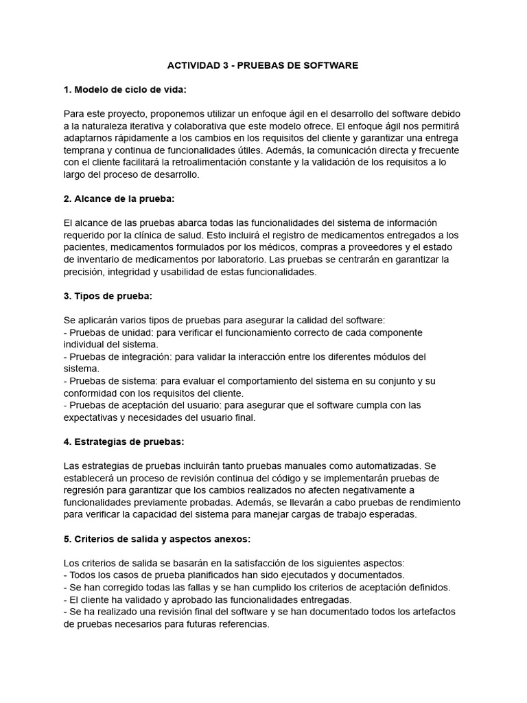 Actividad 3 - Pruebas de Software | PDF | Software | Pruebas de software