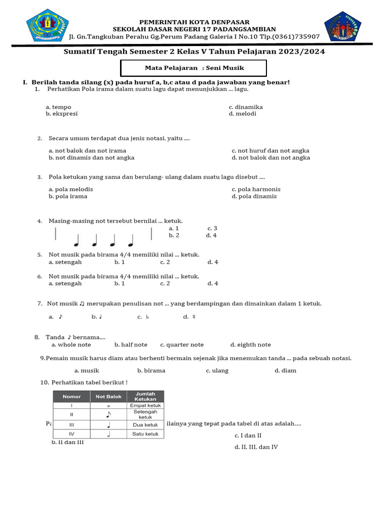 SOAL STS Seni Musik | PDF