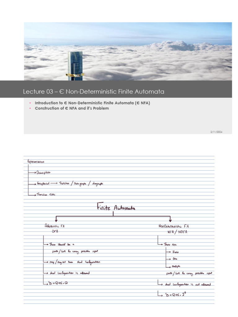 Lecture 03 Empty Non Deterministic Finite Automata 2024 Pdf Formal Methods Models Of