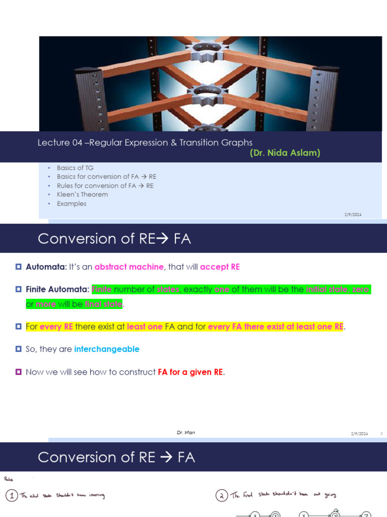 Lecture 04 - Transition Graphs, FA & Regular Expression-2024 2 | PDF | Combinatorics | Discrete ...