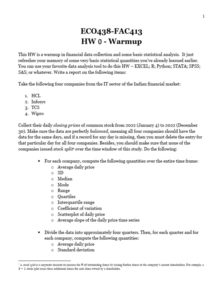 HW0 Warmup | PDF | Statistics | Statistical Analysis