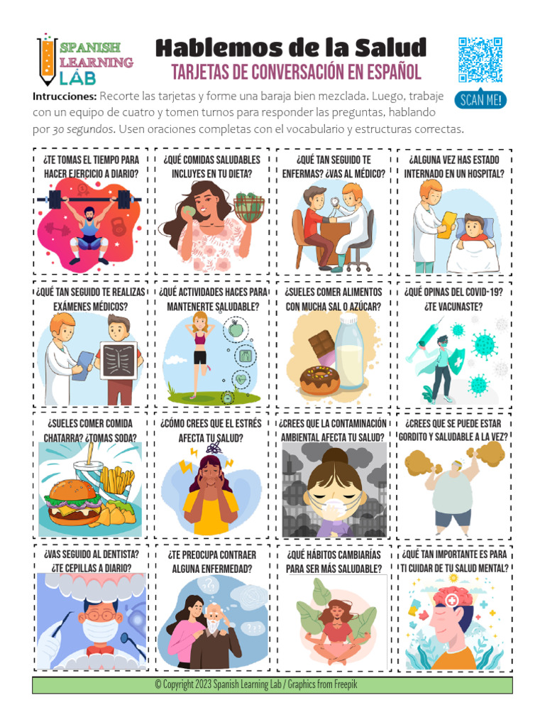 Health in Spanish Conversation Cards PDF La Salud | PDF
