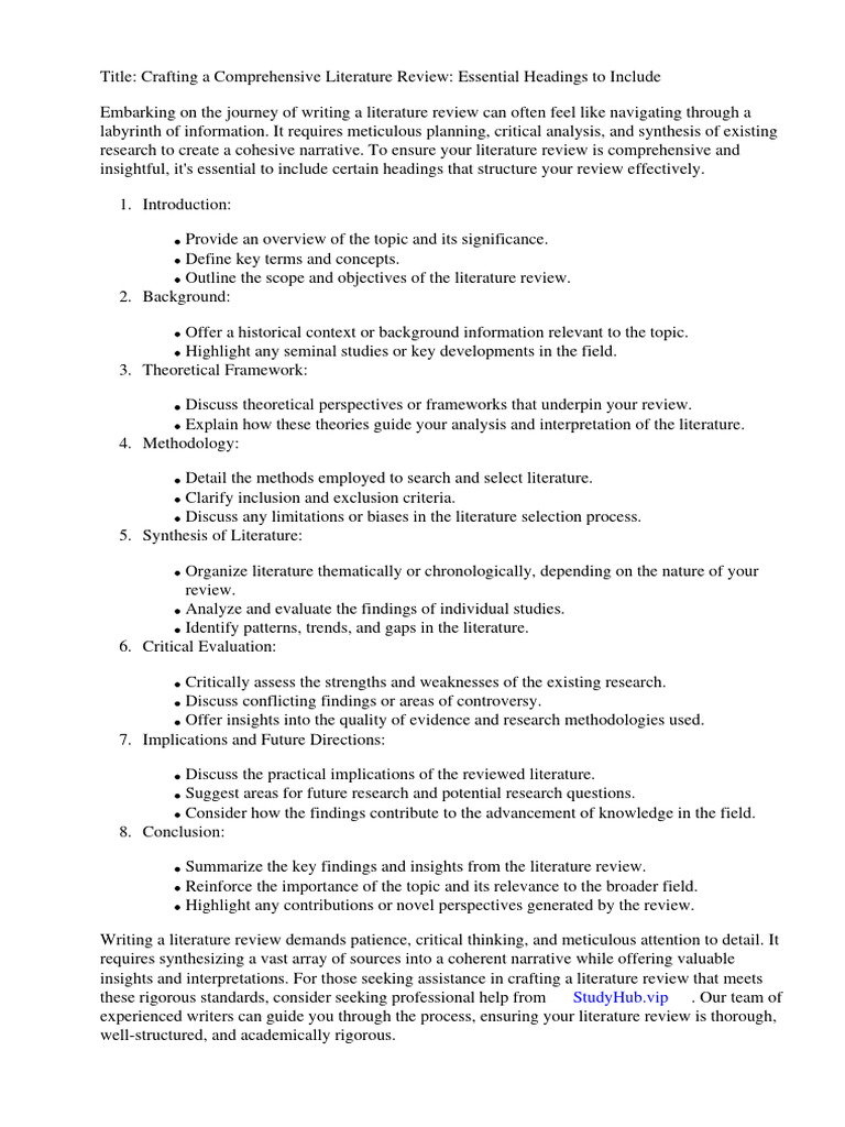 Essential Headings for Literature Reviews | PDF | Methodology ...