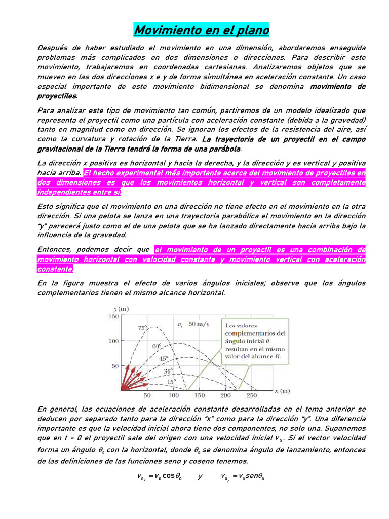 Movimiento en El Plano 1 | PDF | Aceleración | Velocidad