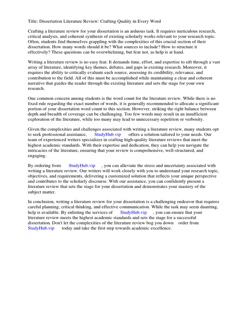 Dissertation Literature Review How Many Words | PDF | Thesis | Essays