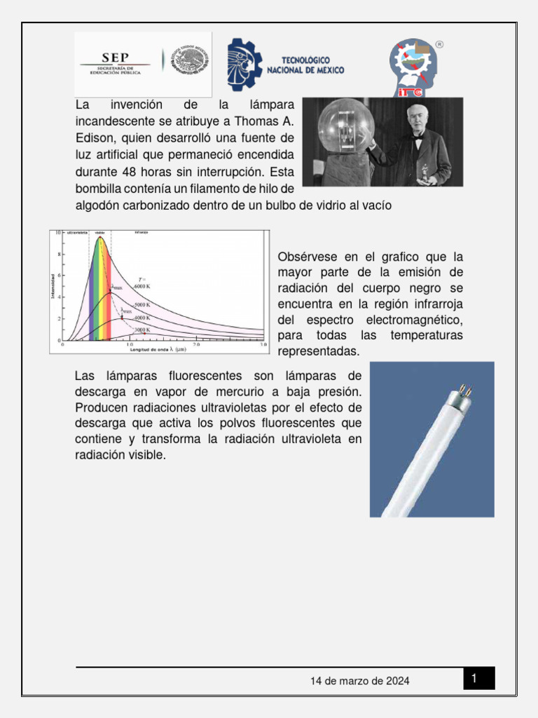Historia y funcionamiento de lámparas | PDF