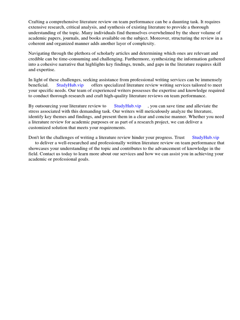 Literature Review On Team Performance | PDF | Performance Appraisal ... Literature Review On Team Performance | PDF | Performance Appraisal ...