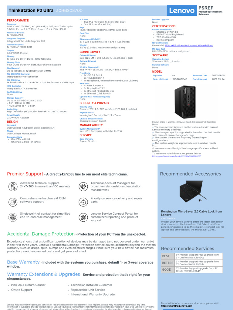 ThinkStation P3 Ultra 30HBS08700 | PDF | Computing | Computer Hardware