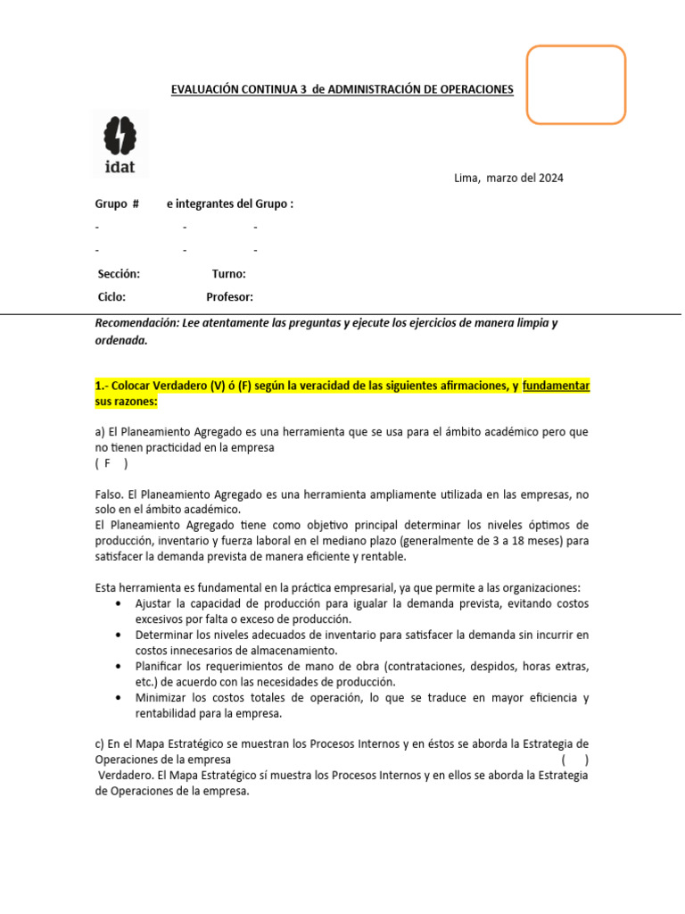 EC3 Administracion de Operaciones 2024 I - IDAT | PDF | Business | Logística