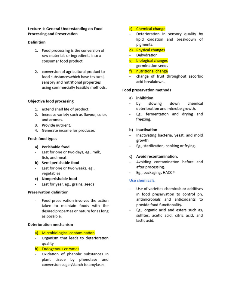 Lecture 1-6 Lecture Note | PDF | Food Preservation | Foods
