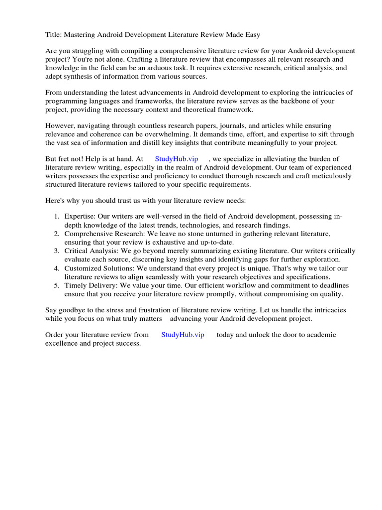 Android Development Literature Review Pdf Android Operating System Application Software