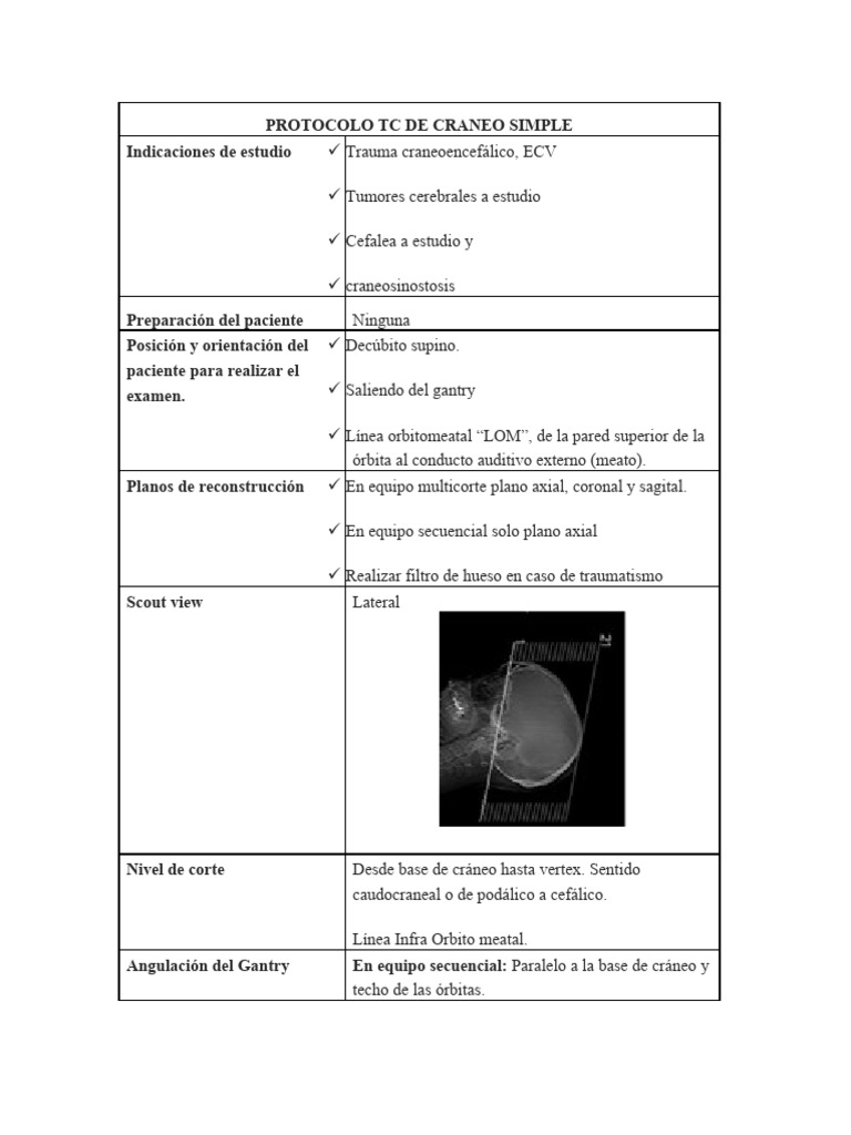 Protocolo TAC Caudocraneal | PDF | Ct Scan | Cráneo