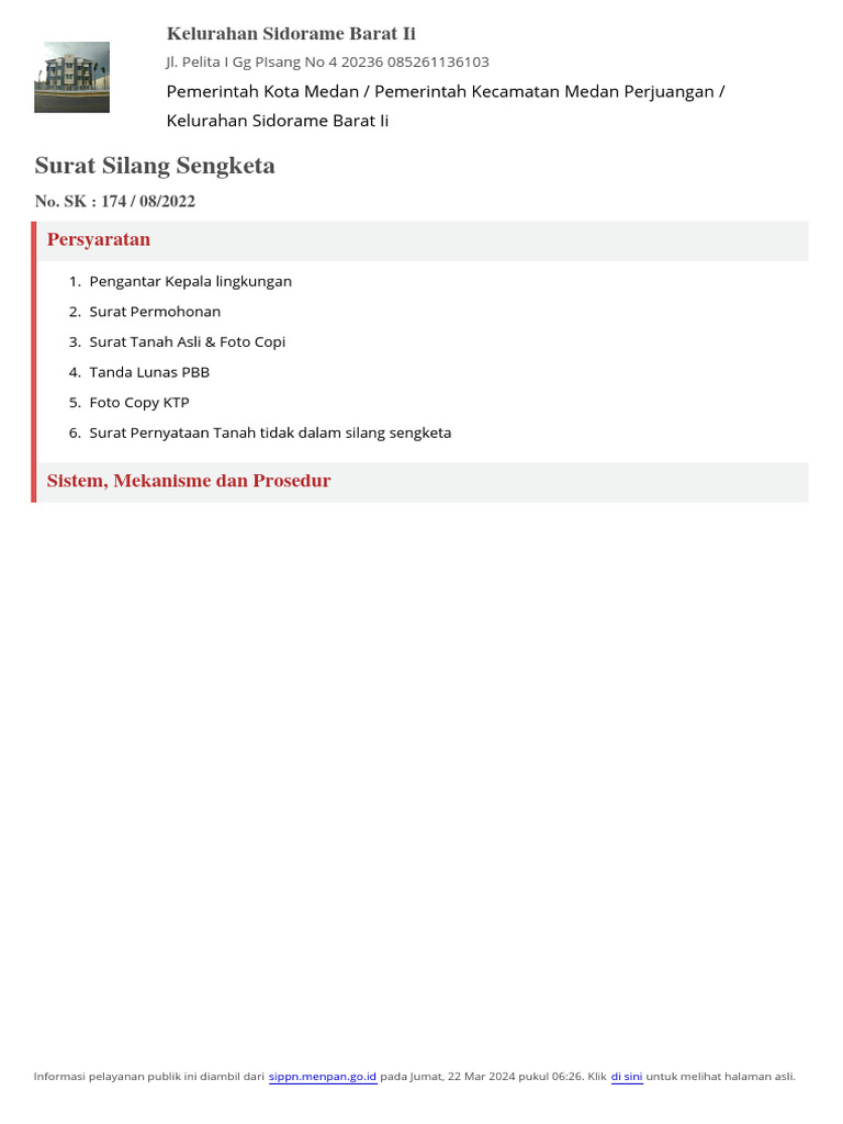 Unduh Standar Pelayanan - Surat Silang Sengketa | PDF