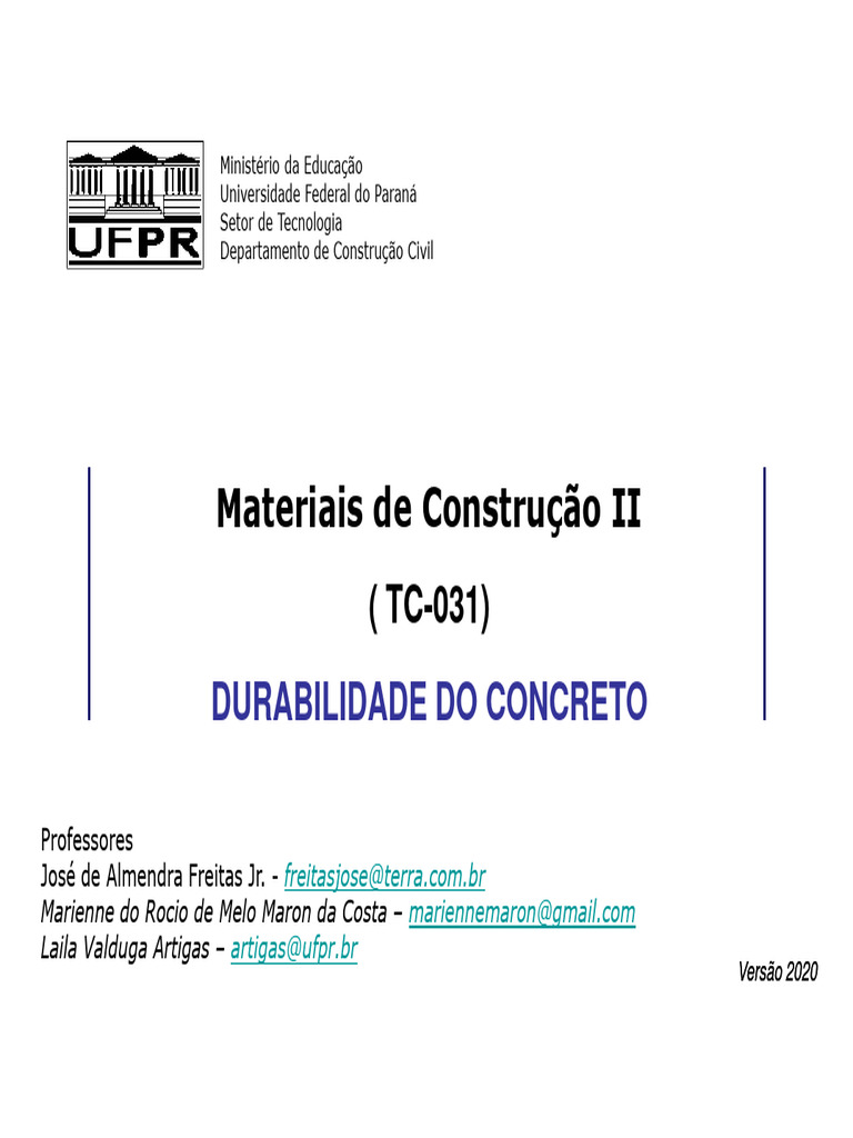 TC 031 Durabilidade 2020 | PDF | Vestir-se | Concreto