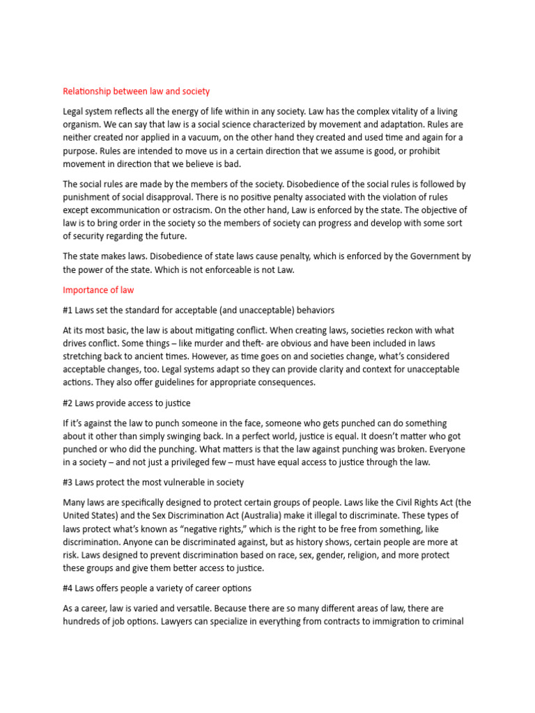 Advantage Disadvantages of Law | PDF