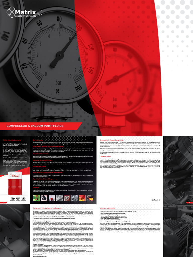 MSL Brochure Compressor-Vacuum-Pump-Fluids20p ENG V1.2 LR | PDF | Lubricant | Mechanical Engineering
