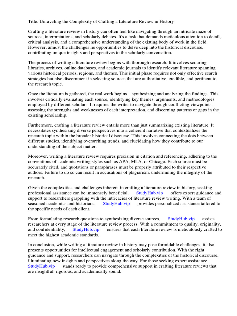Example of A Literature Review History | PDF