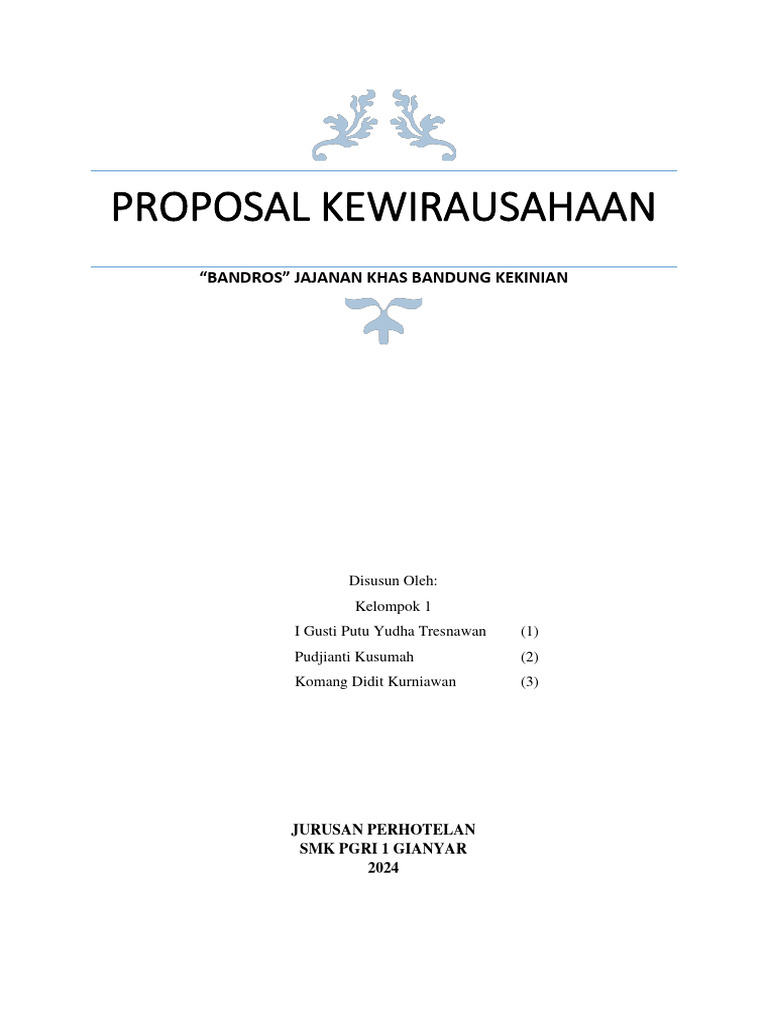 Proposal Kewirausahaan | PDF