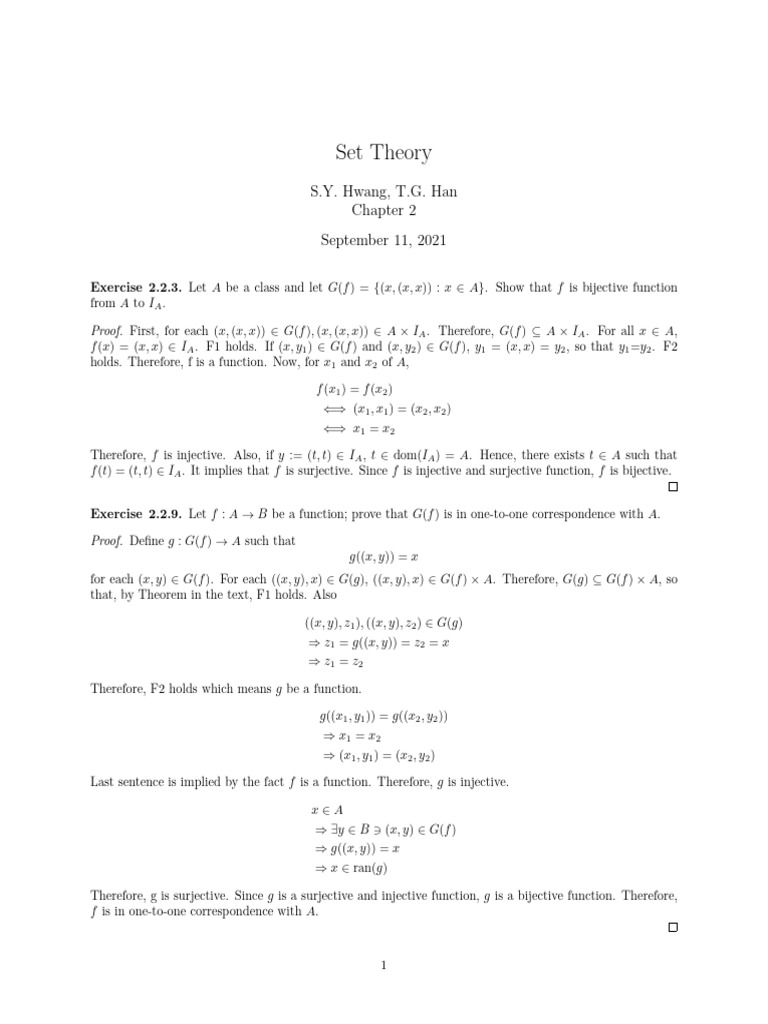 Set Theory Exercises and Proofs | PDF