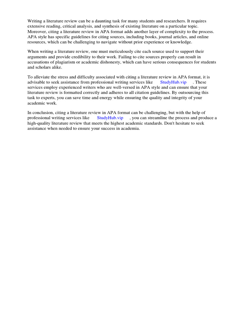 How To Cite A Literature Review Apa | PDF | Citation | Apa Style
