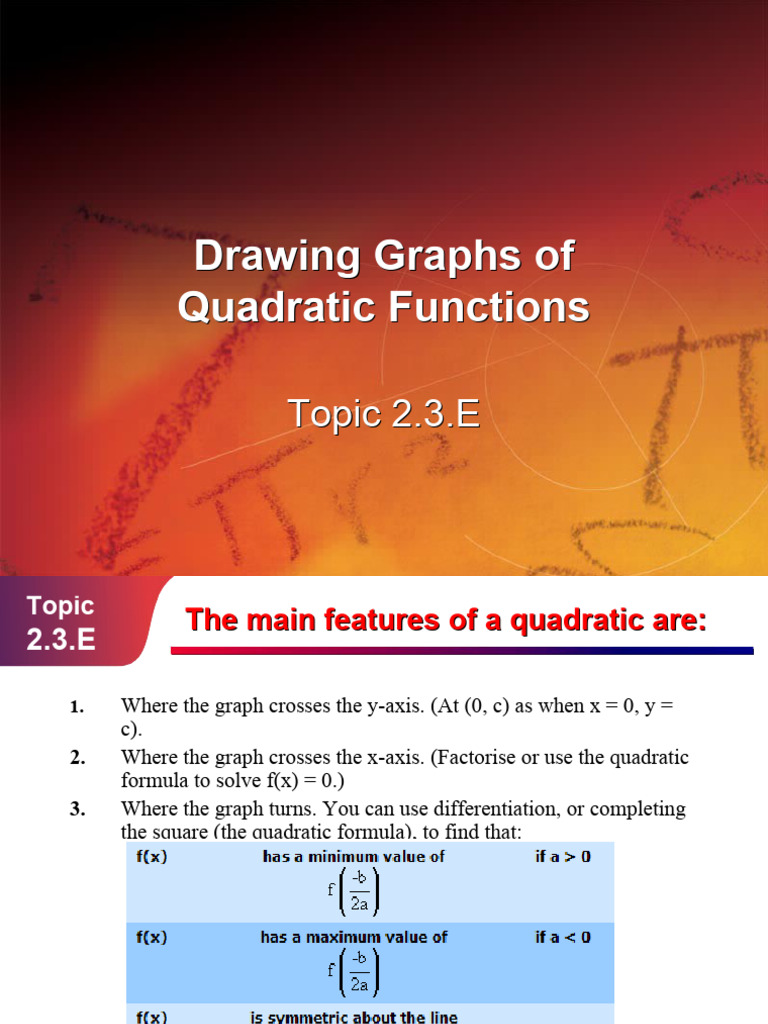 2.3.E - Drawing Graphs of Quadratic Functions | PDF | Quadratic Equation | Functions And Mappings