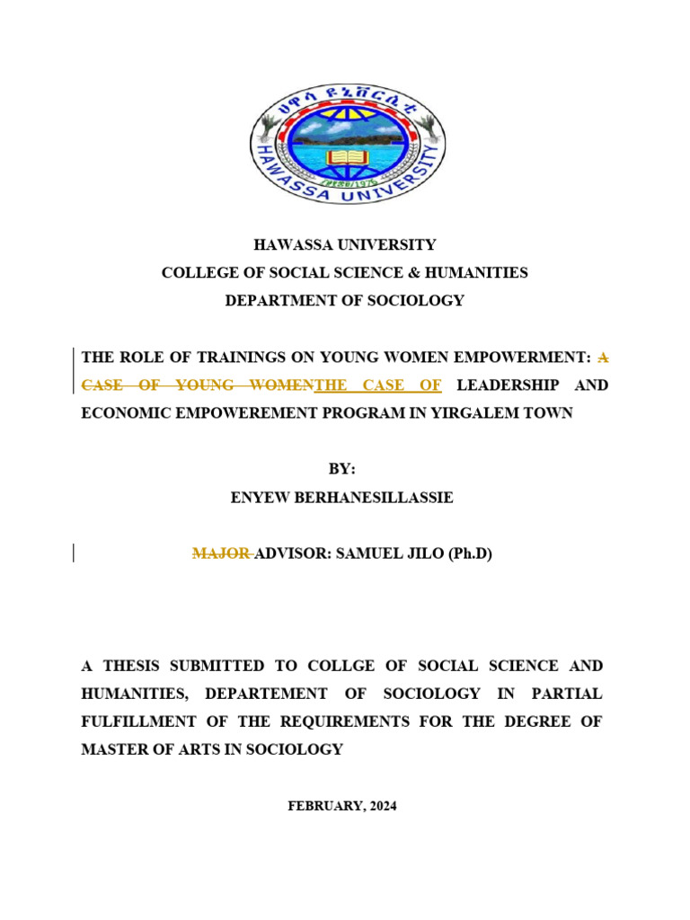 Commented Eneyew Thesis First Draft Feb 2024 | PDF | Empowerment | Employment