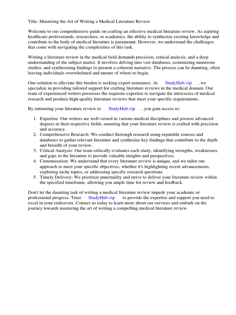 How To Write Medical Literature Review | PDF | Evidence Based Medicine ...