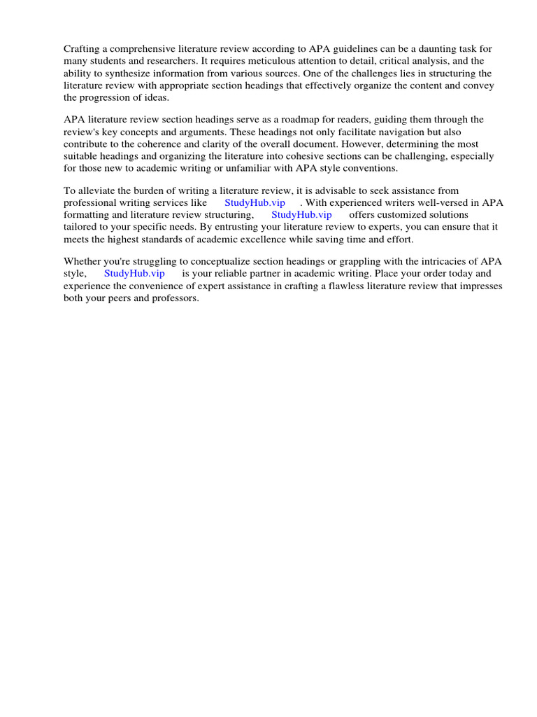 Apa Literature Review Section Headings | PDF