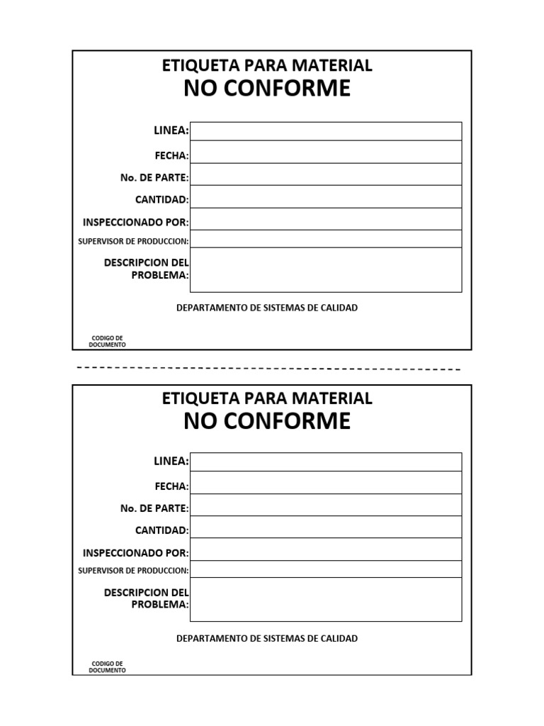 Etiqueta No Conforme | PDF