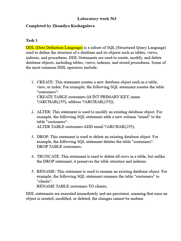 Lab3 ICT Zhamilya | PDF | Sql | Computer Data