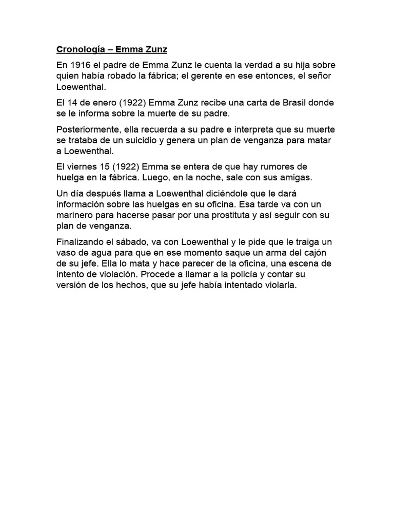 Cronología - Emma Zunz | PDF