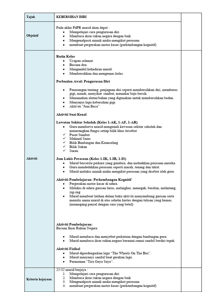 RPH Minggu Transisi Khamis | PDF | Karier & Perkembangan