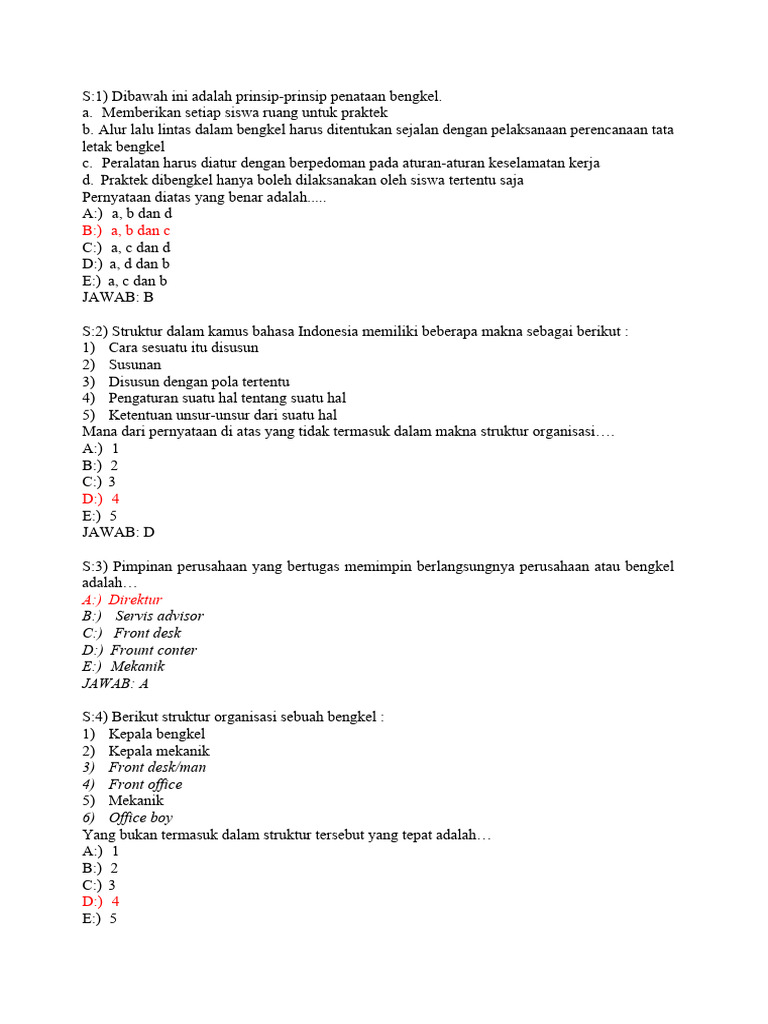 Soal PBS Kelas XII TBSM Genap (Pak Barto 1) | PDF