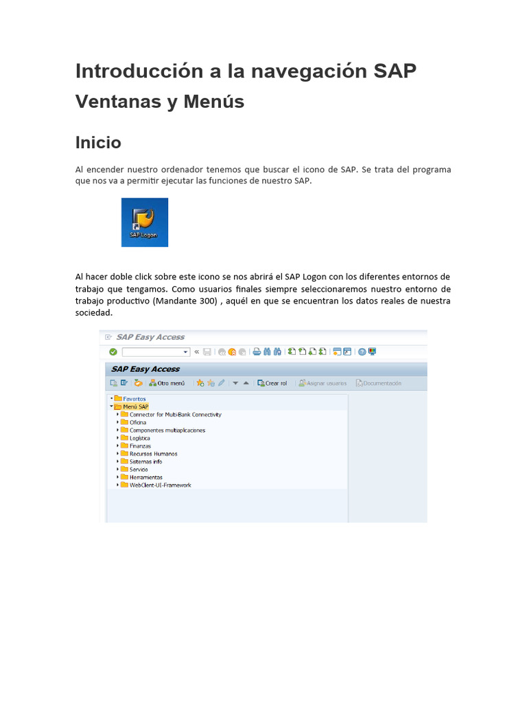 Introducción A La Navegación SAP - Manuales y Menus | PDF | Ventana (informática) | Menú ...
