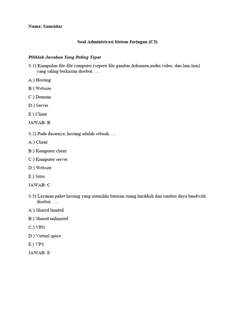Soal Asj Samsidar | PDF