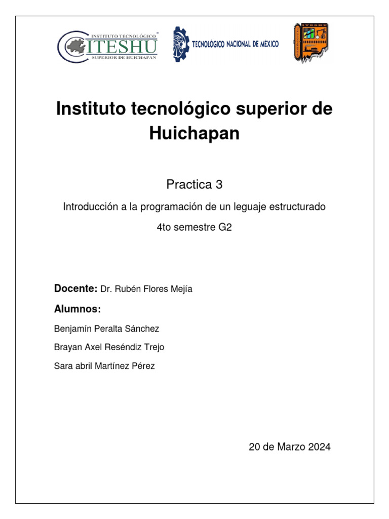 Equipo 1 Practica U3 | PDF | Lenguaje de programación | Programa de computadora