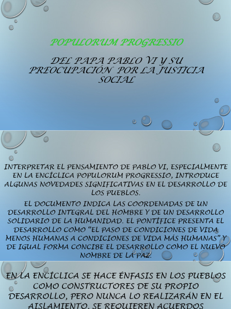 Populorum Progressio | PDF | Iglesia Católica | Pobreza