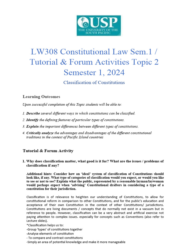 Tutorial And Forum Activities 2 2024 Sem 1 2024 Pdf Constitution Constitution Of The 