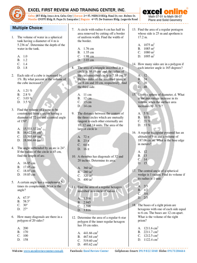 Math 05 - Geometry - Questions | PDF | Area | Angle