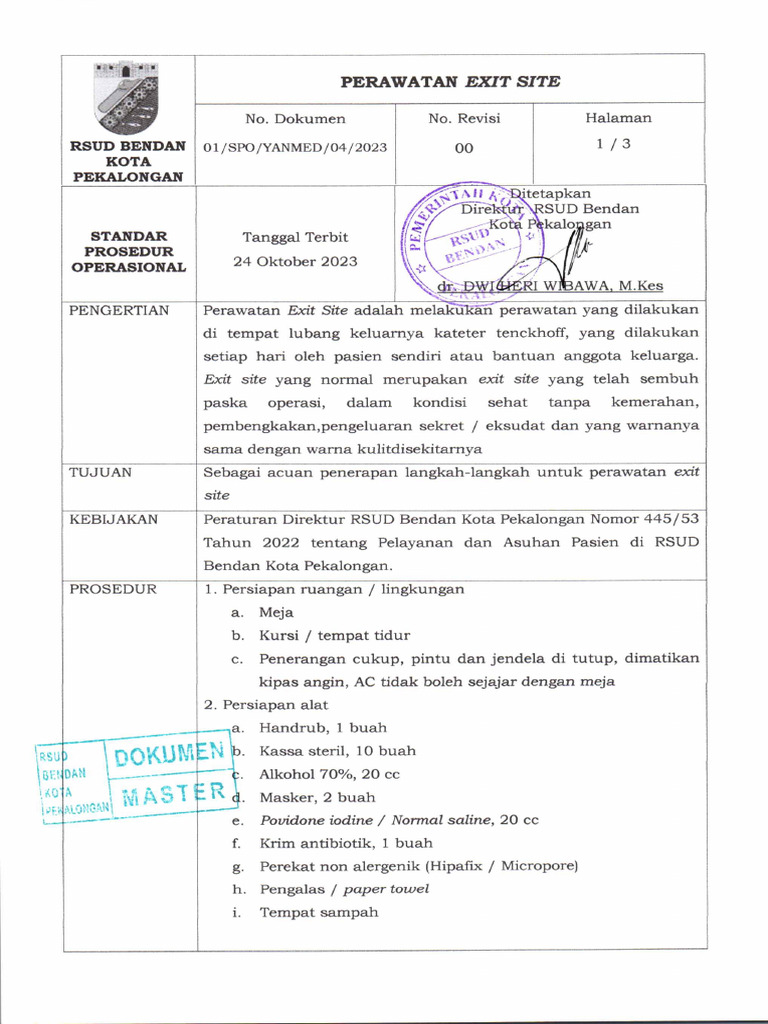 Spo Perawatan Exit Site | PDF