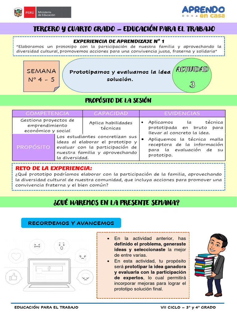 I EXPERIENCIA DE APRENDIZAJE - ACT 3 - 3° y 4° GRADO - SEM 4 y 5 | PDF