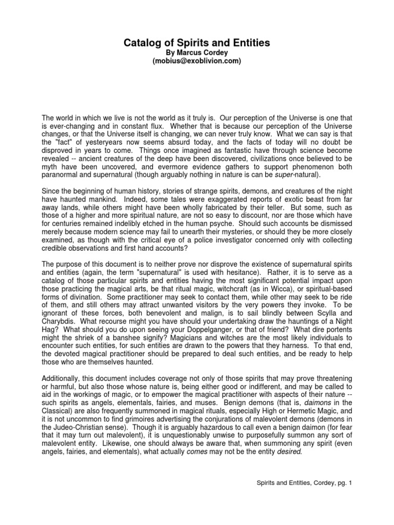 Spirits and Entities | PDF | Watcher (Angel) | Demons