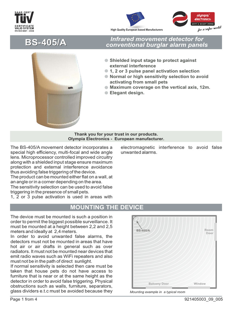 BS-405A English | Download Free PDF | Sensor | Switch