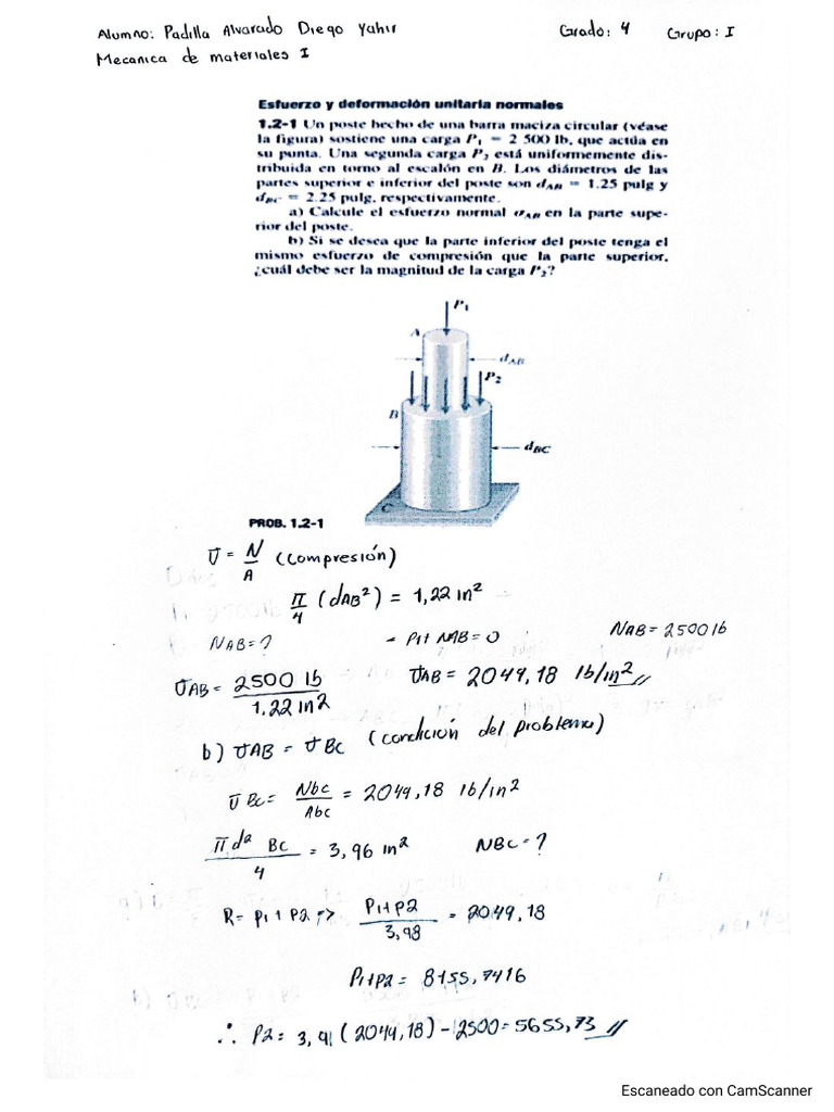 T2-2 Ejercicios. Esfuerzos Normales GRUPO I | PDF