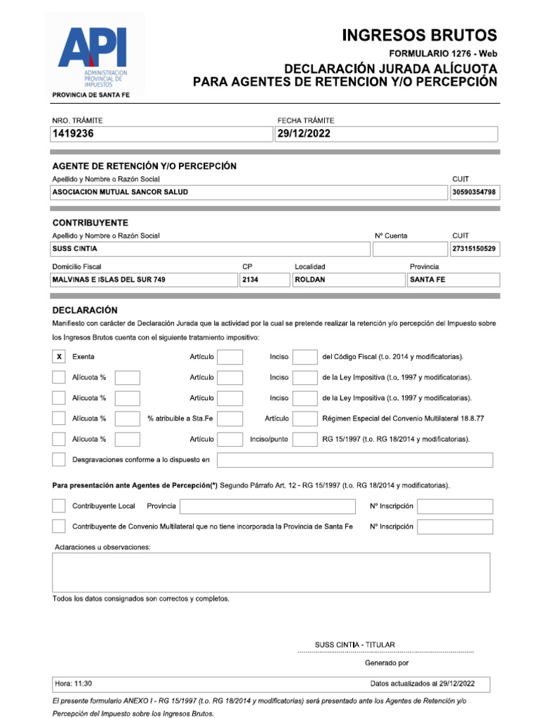 Formulario 1276 | PDF