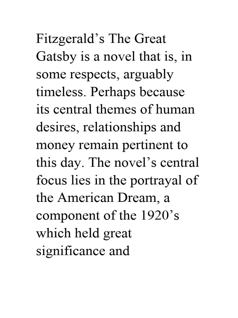 HL - Essay - Great - Gatsby - Final Final | PDF | The Great Gatsby | F ...