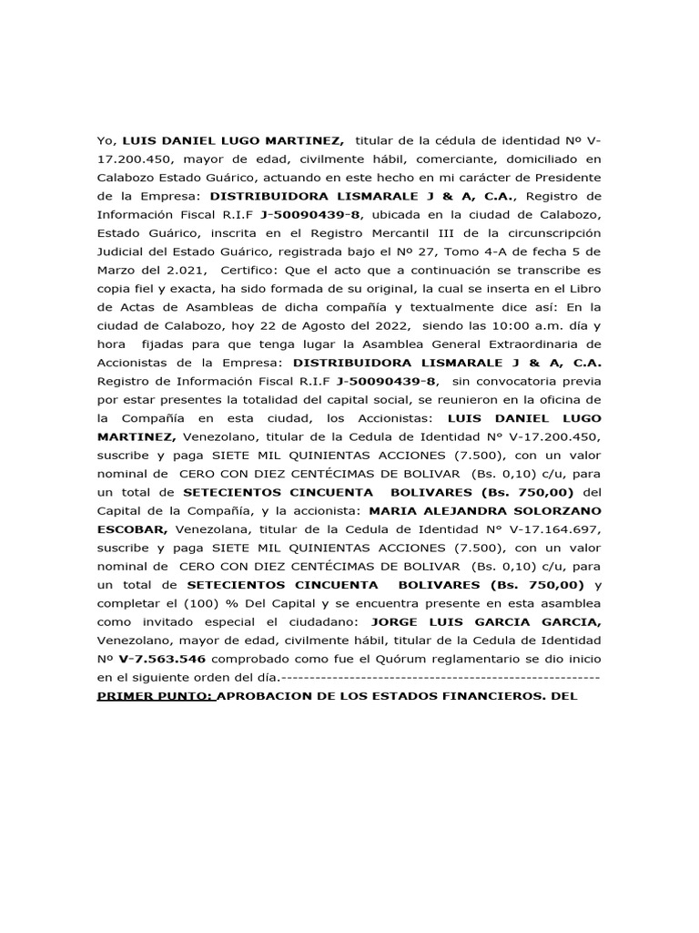 ACTAS jorge | PDF | Documento de identidad