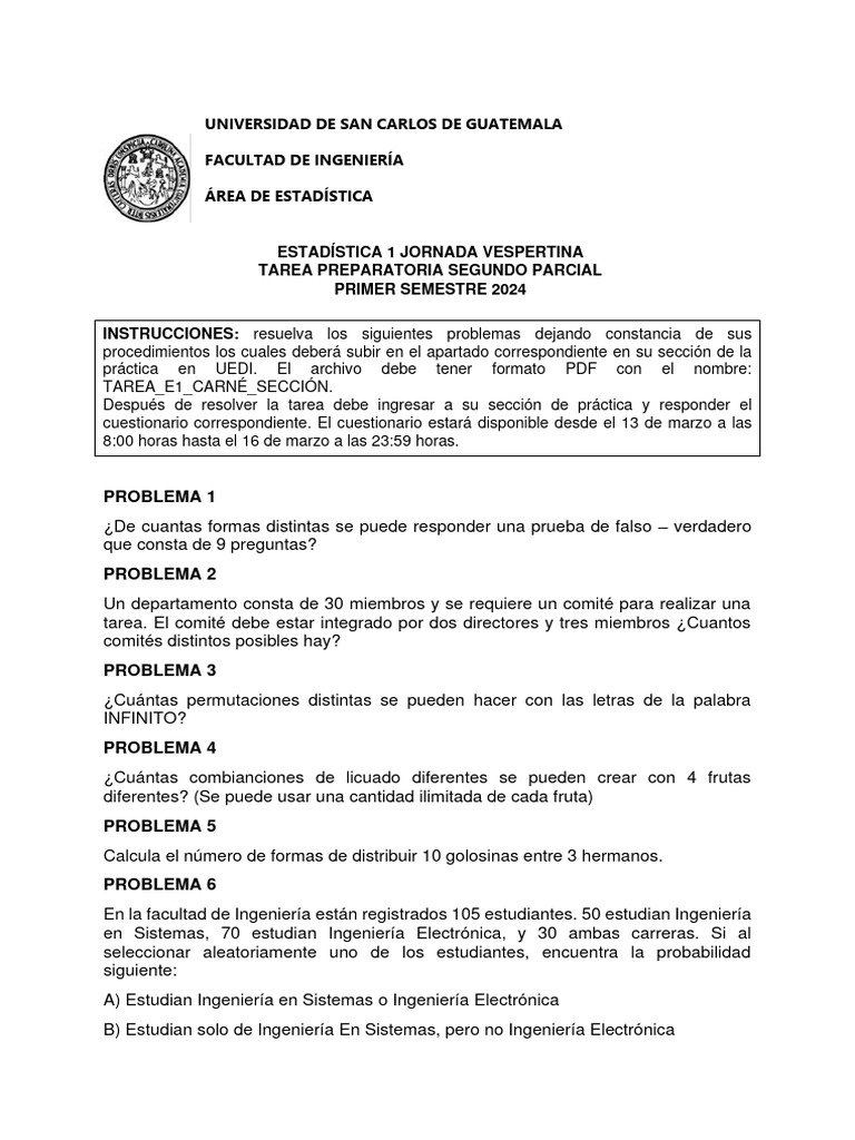 Tarea2 E1 1S2024 Vespertina Revisada | PDF