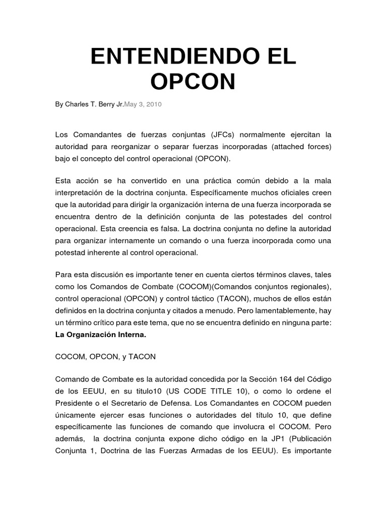Understanding OPCON | PDF