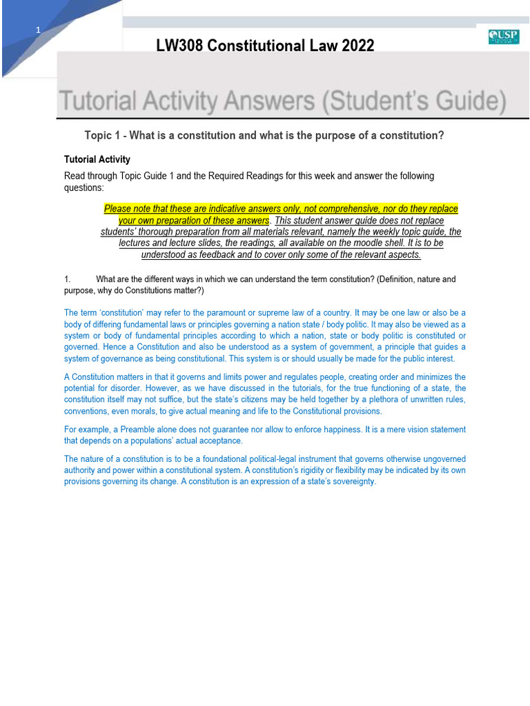 LW308 Tutorial Forum 1 Feedback Guide 2022 | PDF